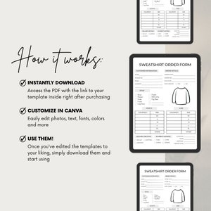 Shirt Order Form Template, Clothing Form, Invoice Template, Custom ...