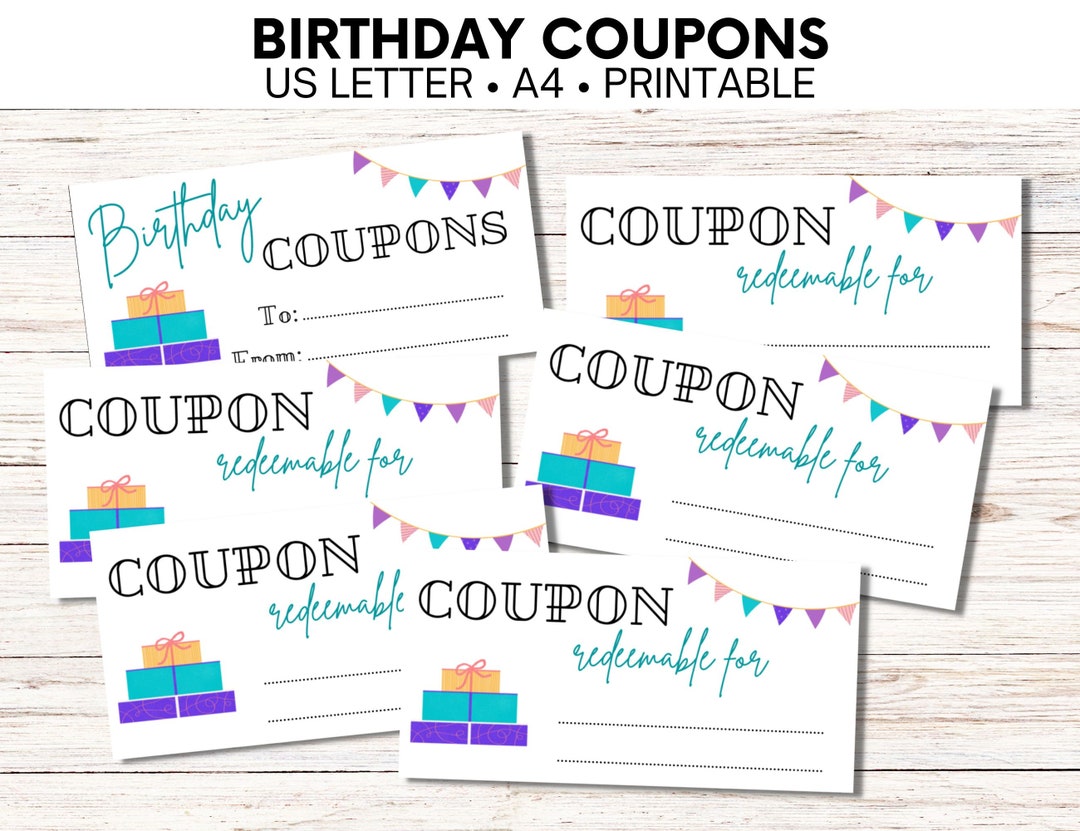 Custom Birthday Voucher, Birthday Coupons, Happy Birthday Gift ...