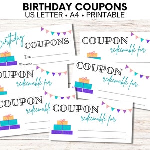 Custom Birthday Voucher, Birthday Coupons, Happy Birthday Gift ...