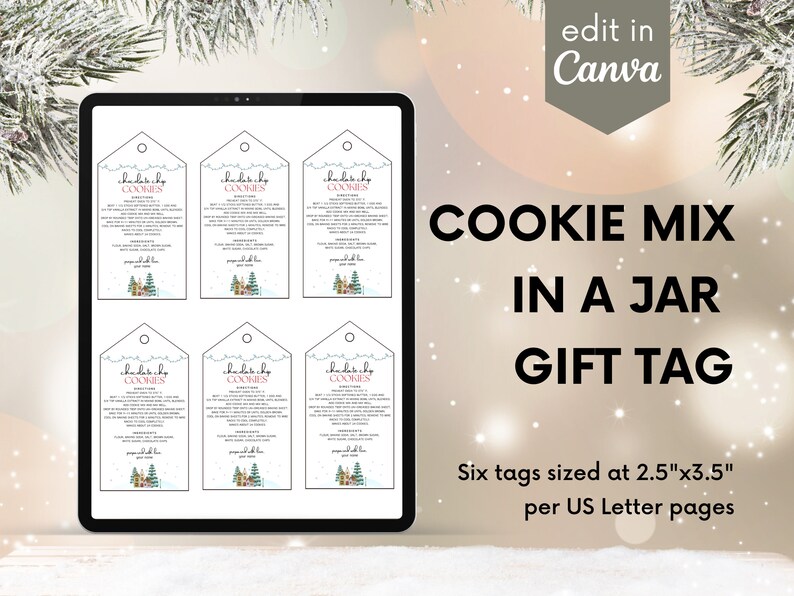 Custom Cookie Jar Cookie Mix in a Jar Gift Tag Template - Etsy