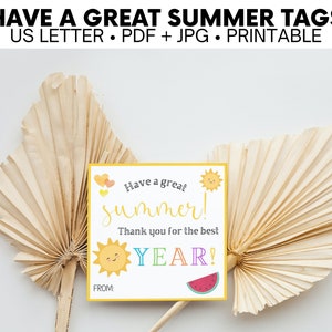 Last Day of School Tag, Beach Towel Gift Tag, Happy Summer Gift Tag ...
