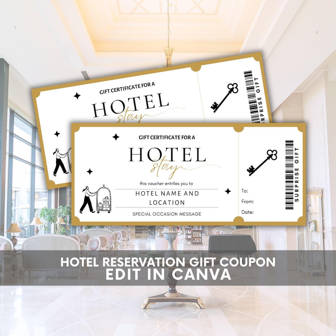 Hotel Voucher Gift Card, Editable Surprise Weekend Getaway, Hotel Stay ...
