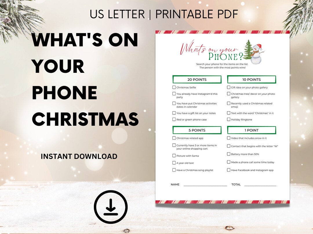 What's on Your Phone Christmas Game, Christmas Phone Scavenger Hunt ...