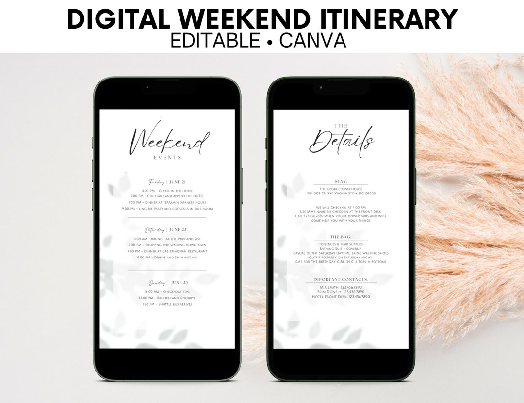 Bachelorette, Social Media Weekend Plans, Custom Itinerary, Weekend ...
