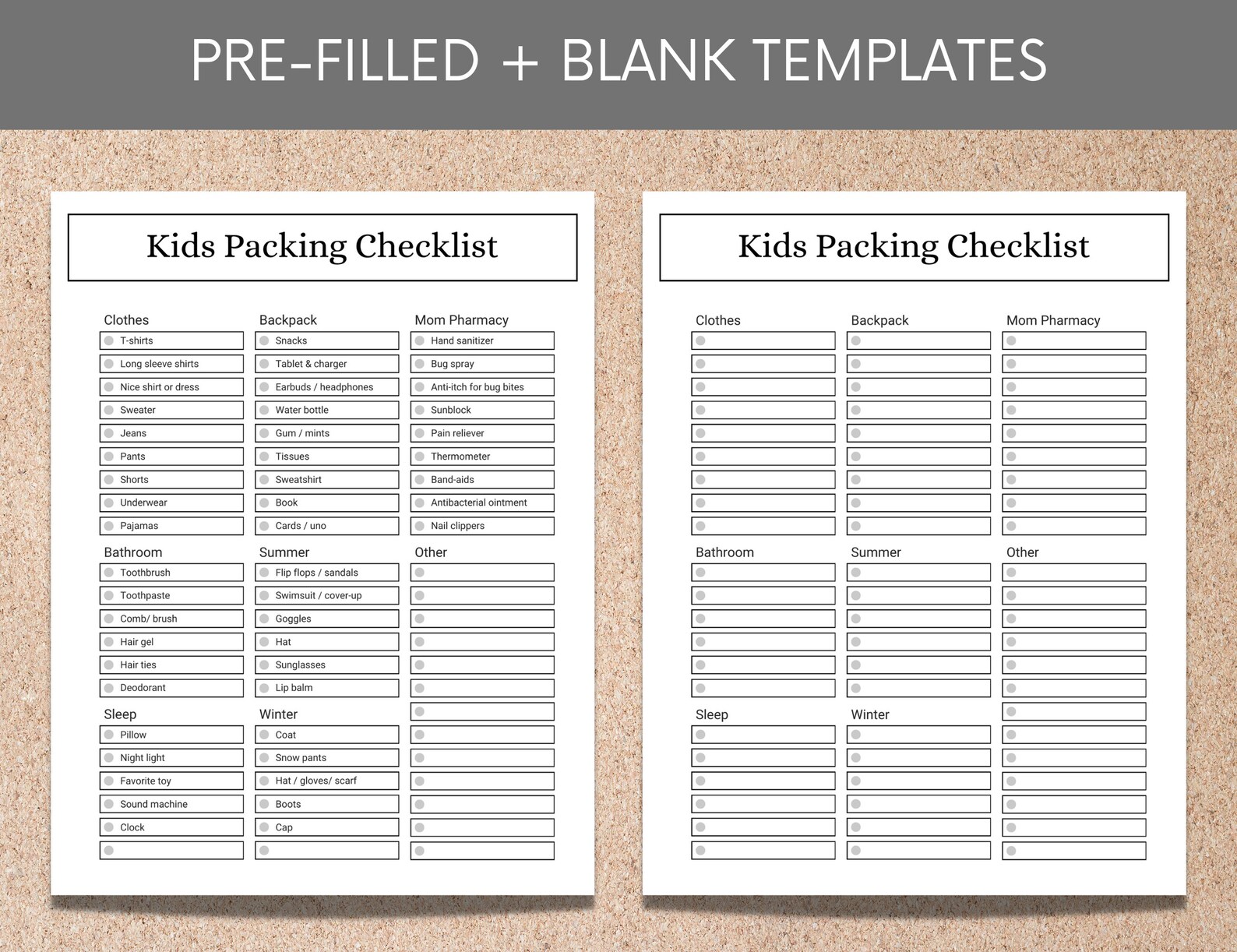 Packing Checklist, Packing List for Kids, Packing List Template ...