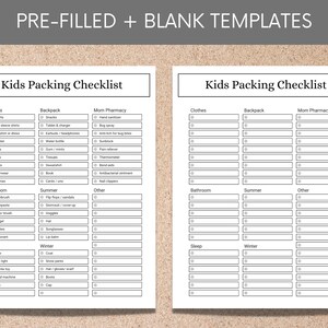 Packing Checklist, Packing List for Kids, Packing List Template ...