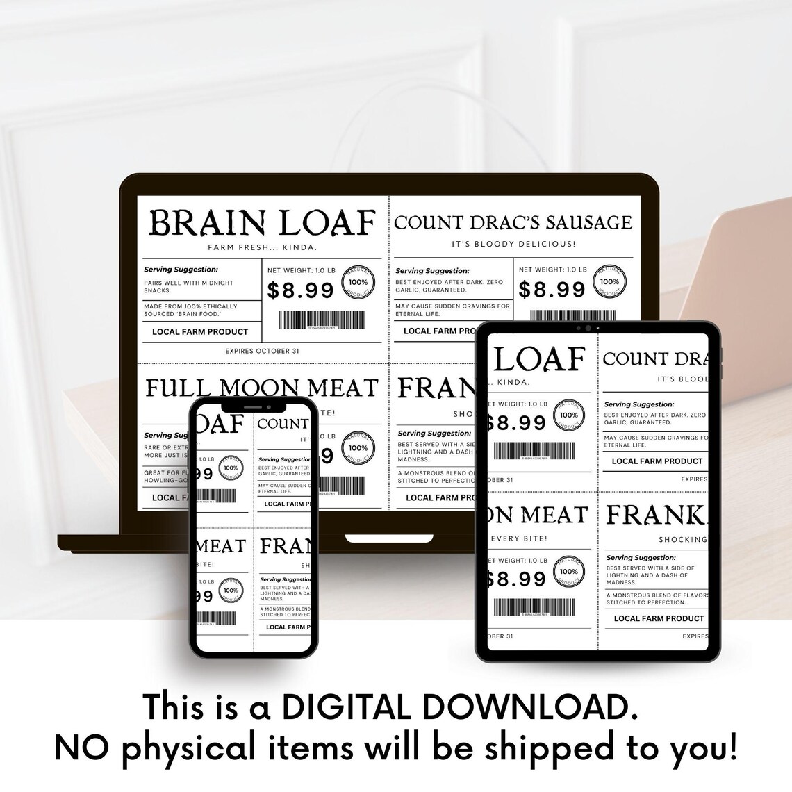Printable Fake Meat Labels Halloween Prank Food Labels Road Kill ...