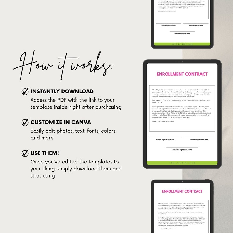 Home Daycare, Daycare Agreement, Child Care Enrollment Form, Childcare ...