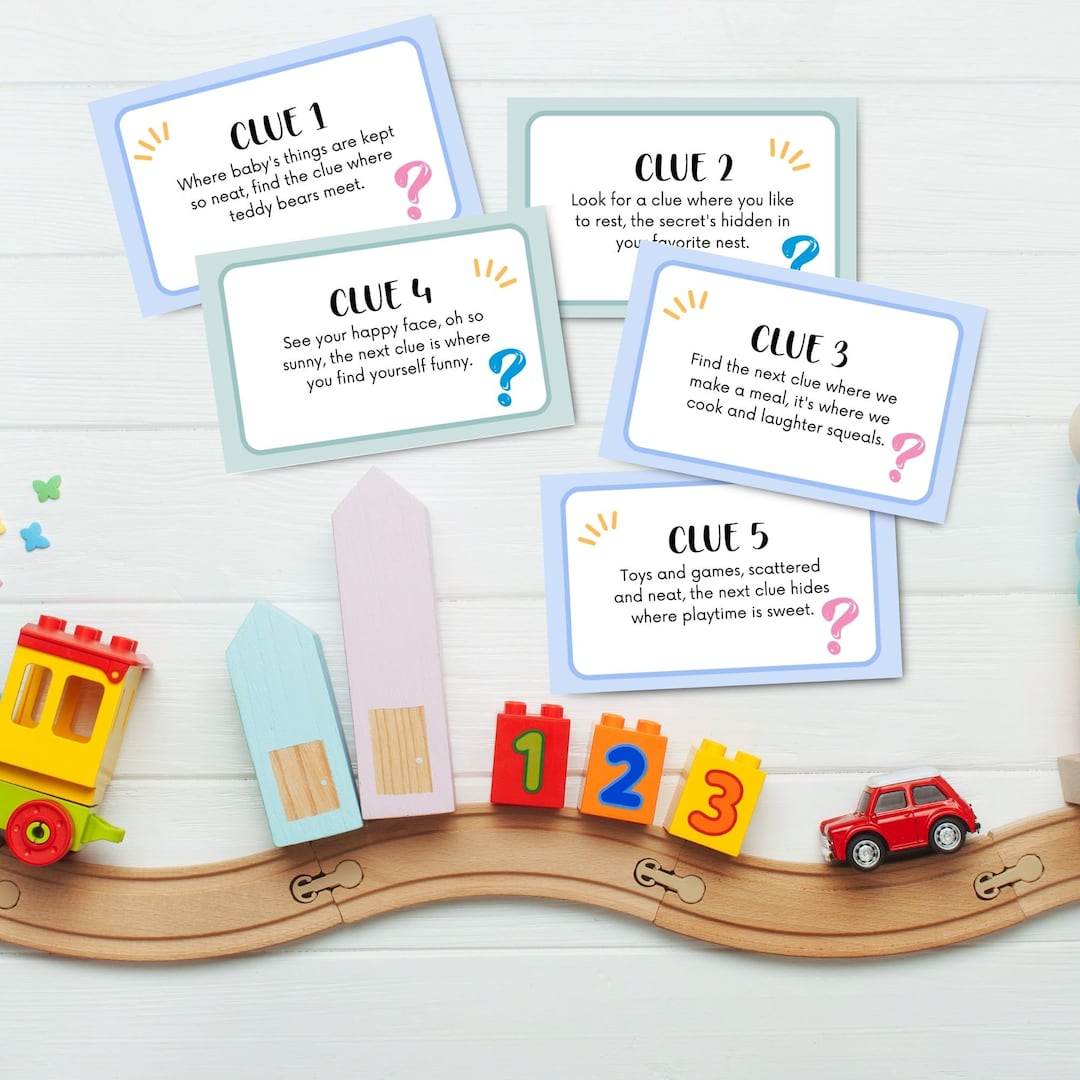 Treasure Hunt Clues for Big Brother and Sister, New Baby Announcement ...
