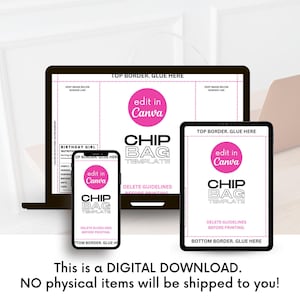 Blank Chip Bag, Printable and Editable Template on Canva, Custom Potato ...