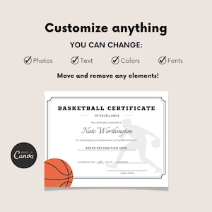 End of Season Basketball Awards, Printable Basketball Award Certificate ...