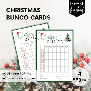 Printable Christmas Bunco Card, Christmas Bunco Set, Christmas Bunco ...