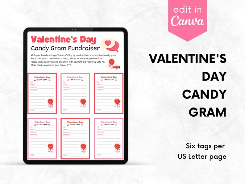 Editable Candy Gram Flyer School Fundraiser Valentines Party - Etsy