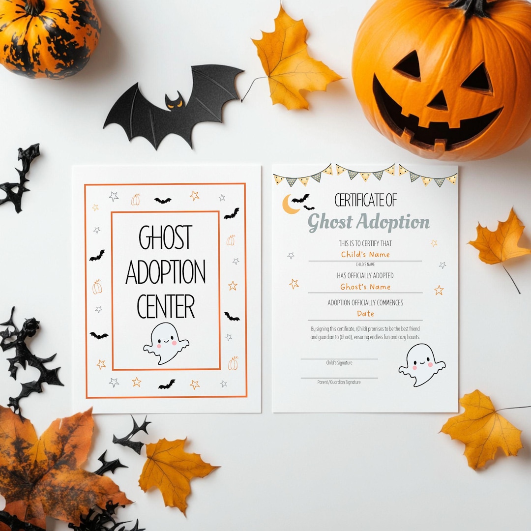 Ghost Adoption Certificate, Adopt A Ghost Party Favors Printables ...