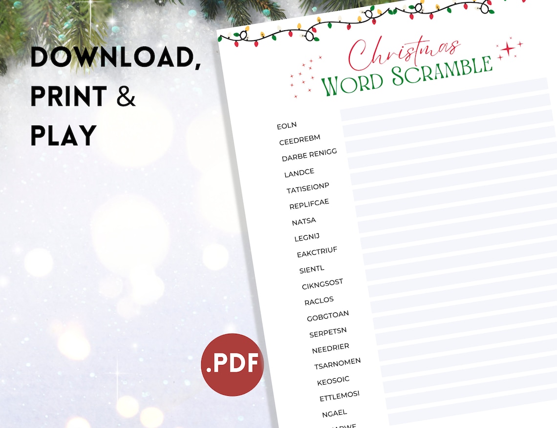 Christmas Word Scramble Printable Christmas Scramble - Etsy