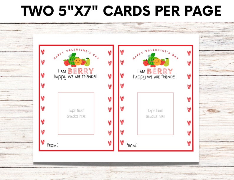 Valentines Day Fruit Snack Card Printable Fruit Snack Tag - Etsy