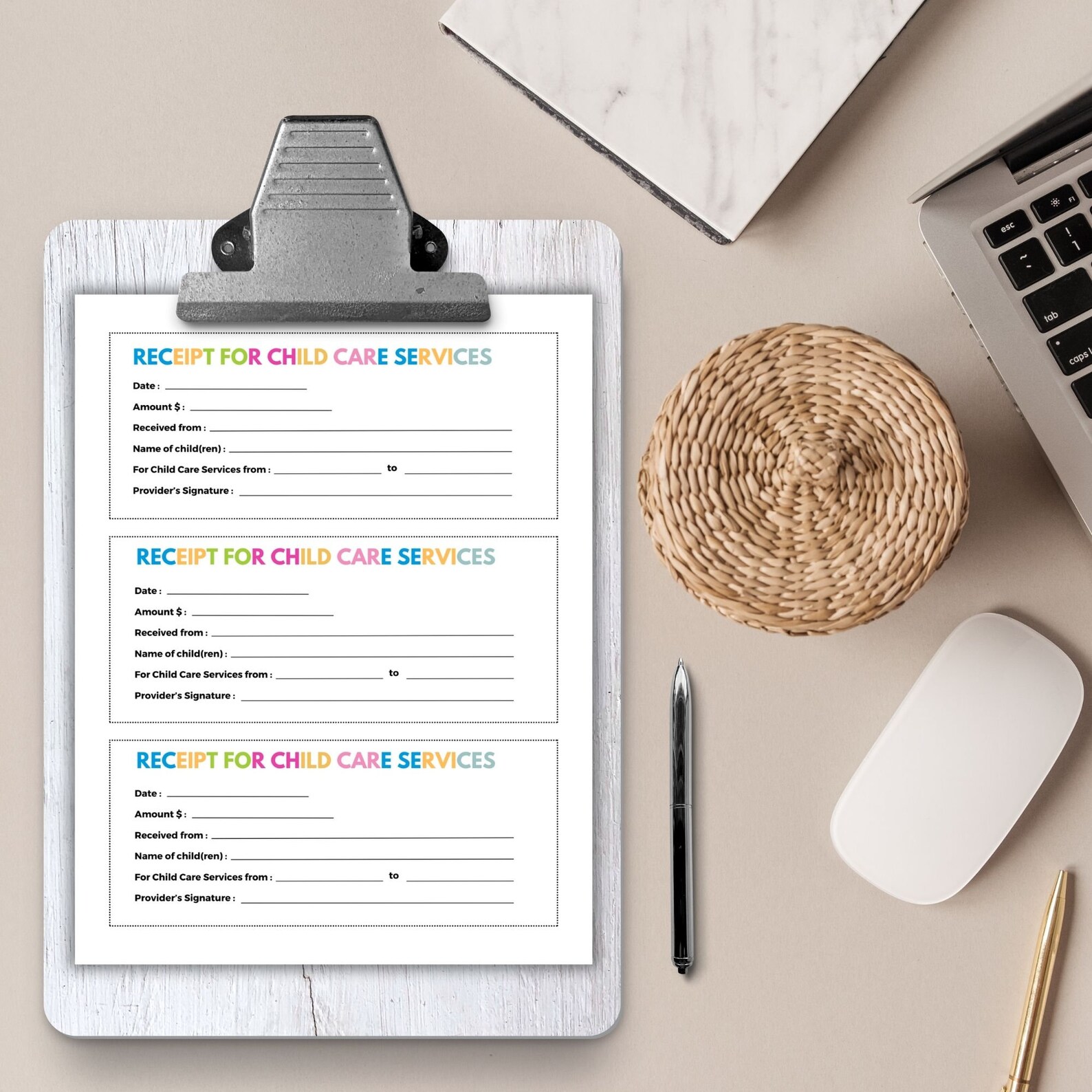 Daycare Receipt Printable, Printable Receipt for Child Care Services ...