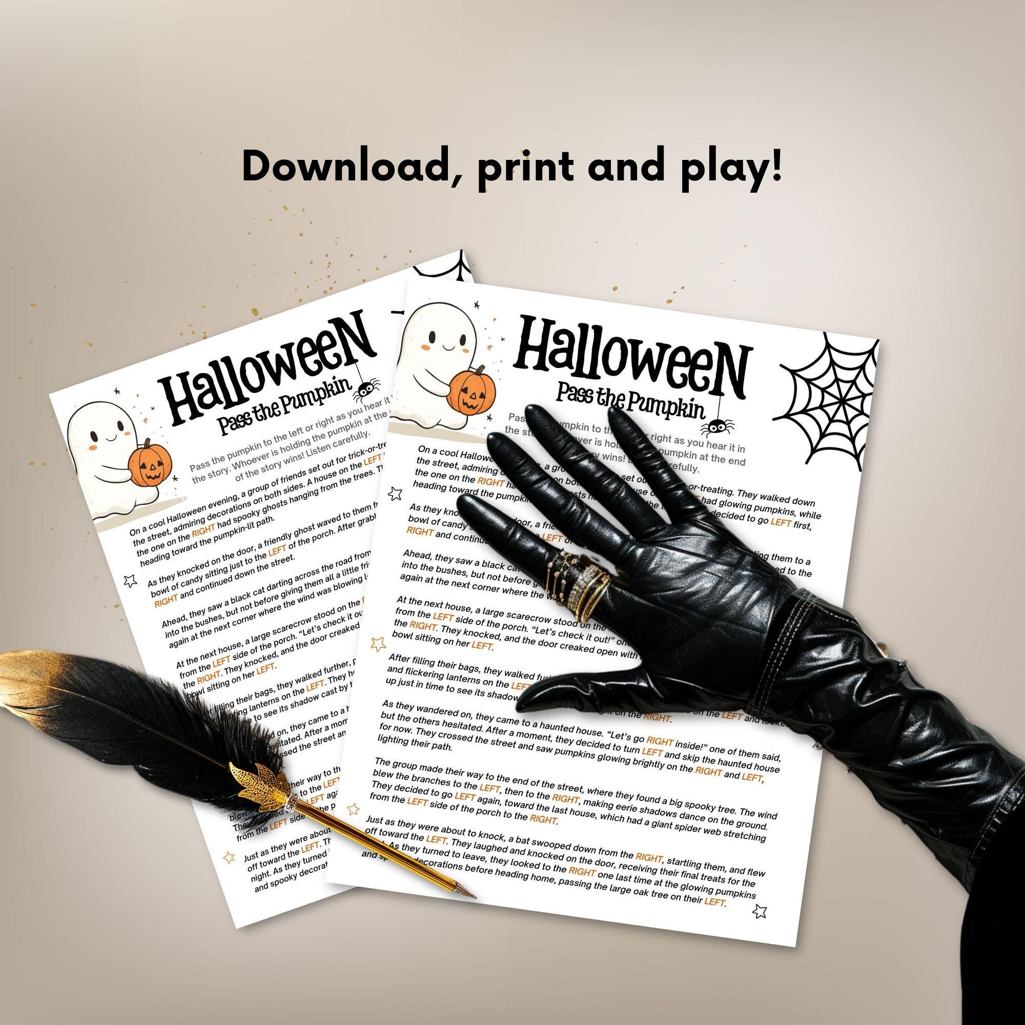Pass the Pumpkin Game Halloween Printable, Halloween Left Right Game ...