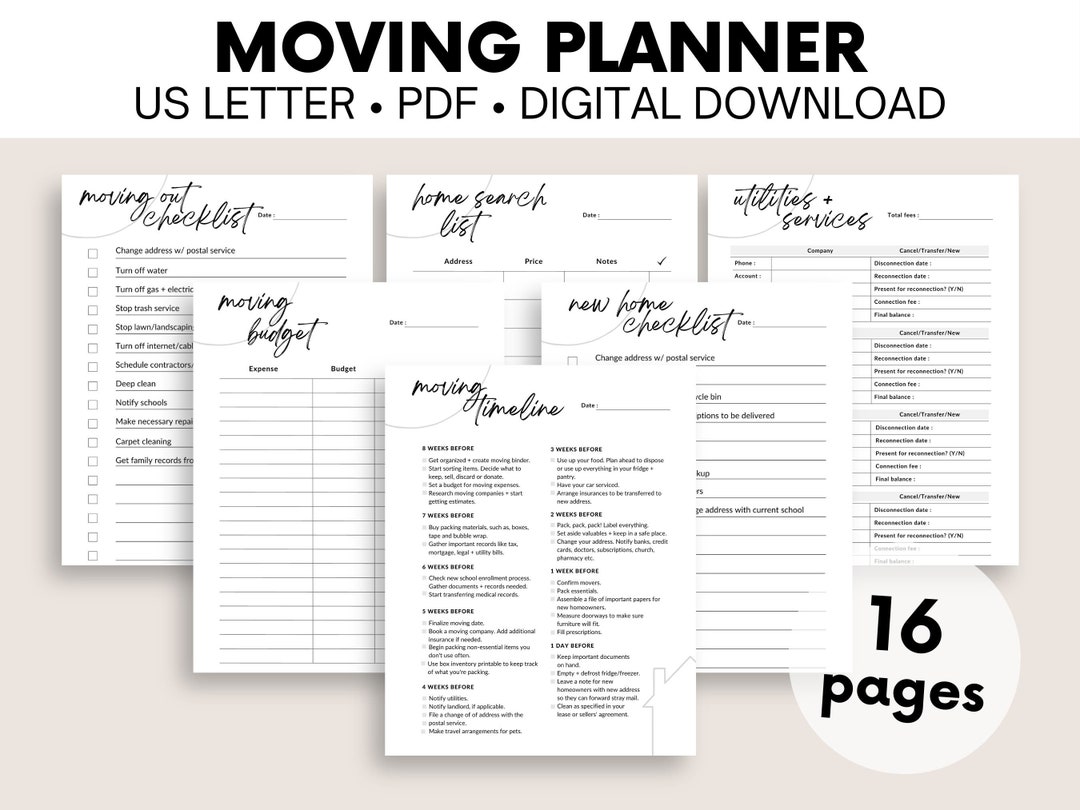 Moving Checklist Moving Binder Moving Planner Kit - Etsy