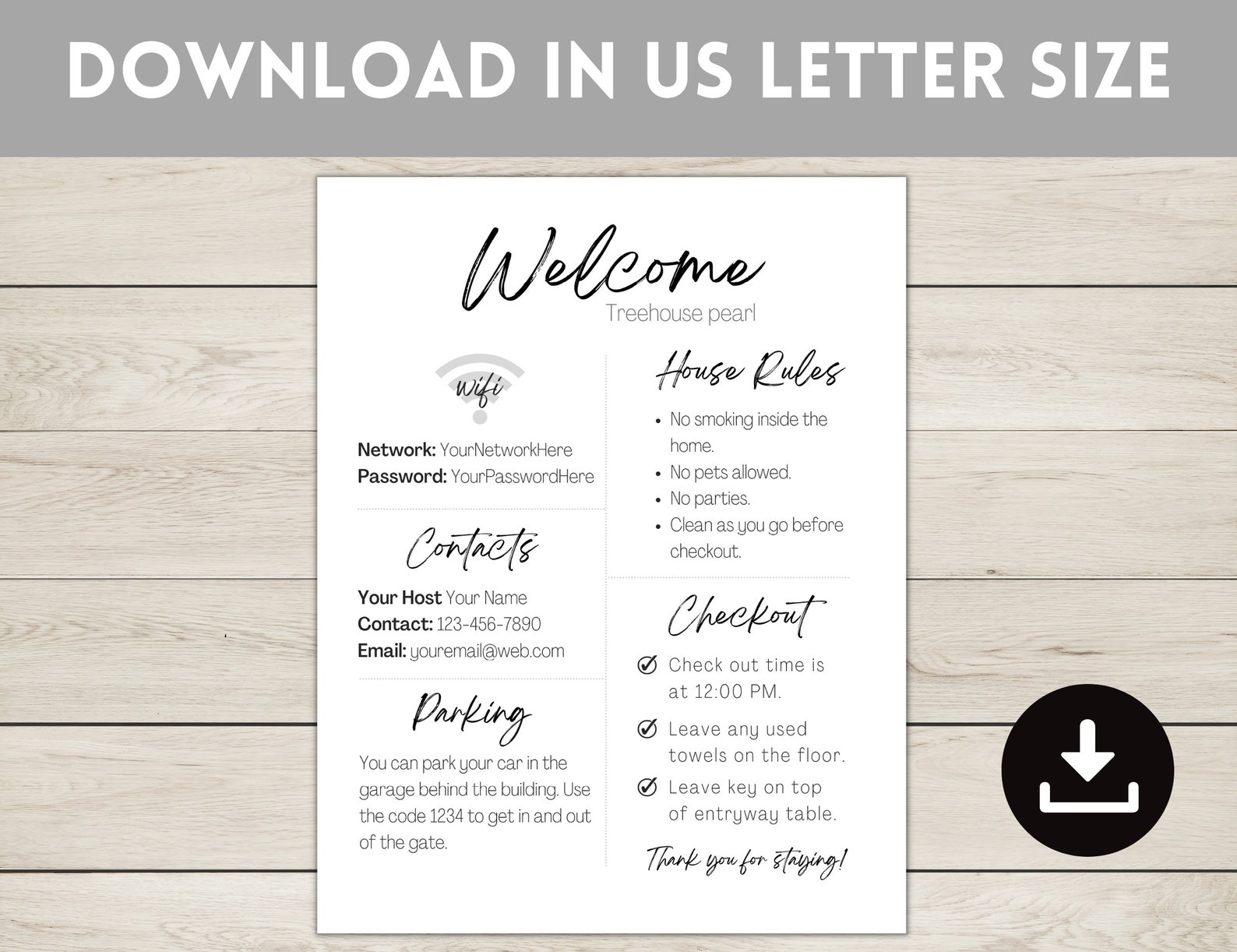 Vacation Rental Printable Signs Rental Home Wifi Sign 1 - Etsy