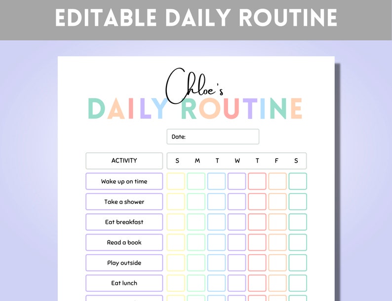 Daily Routine Chore Chart for Kids Responsibility Checklist - Etsy