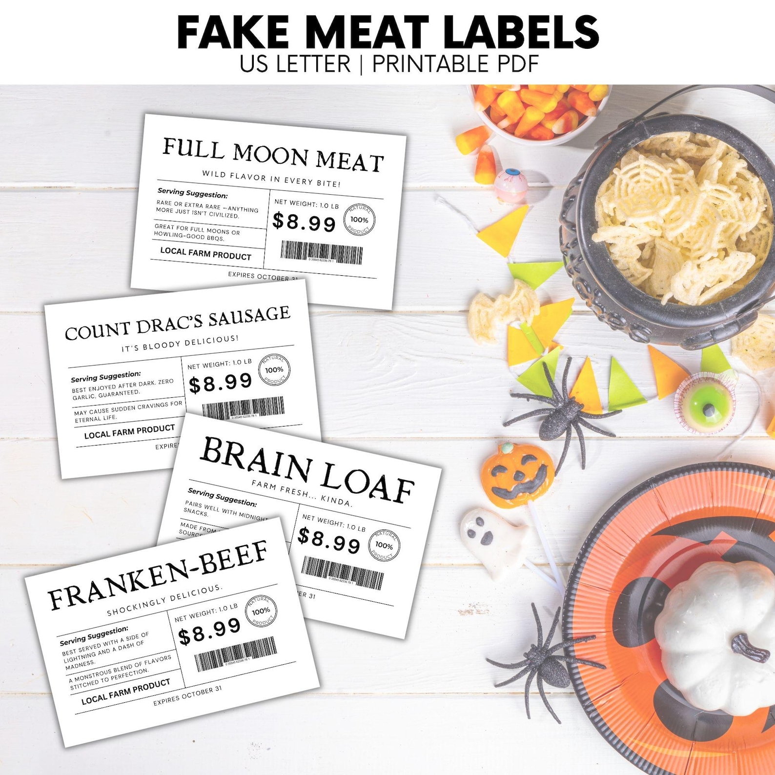 Printable Fake Meat Labels Halloween Prank Food Labels Road Kill ...