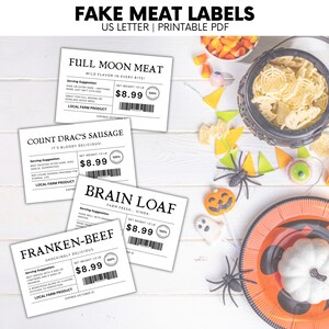 Printable Fake Meat Labels Halloween Prank Food Labels Road Kill ...