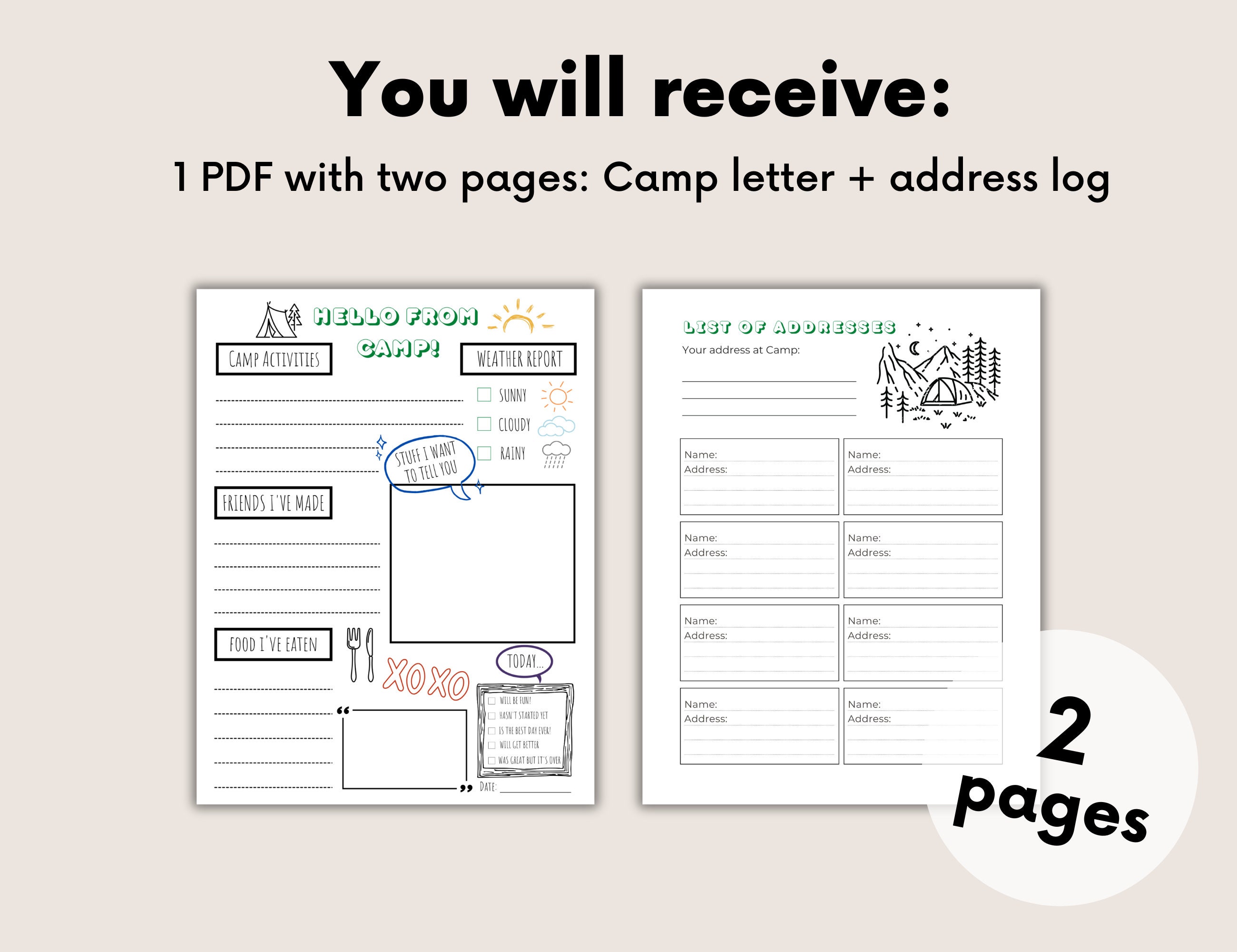 Printable Camp Letter, Away Camp, Camper Essentials, Instant Download ...