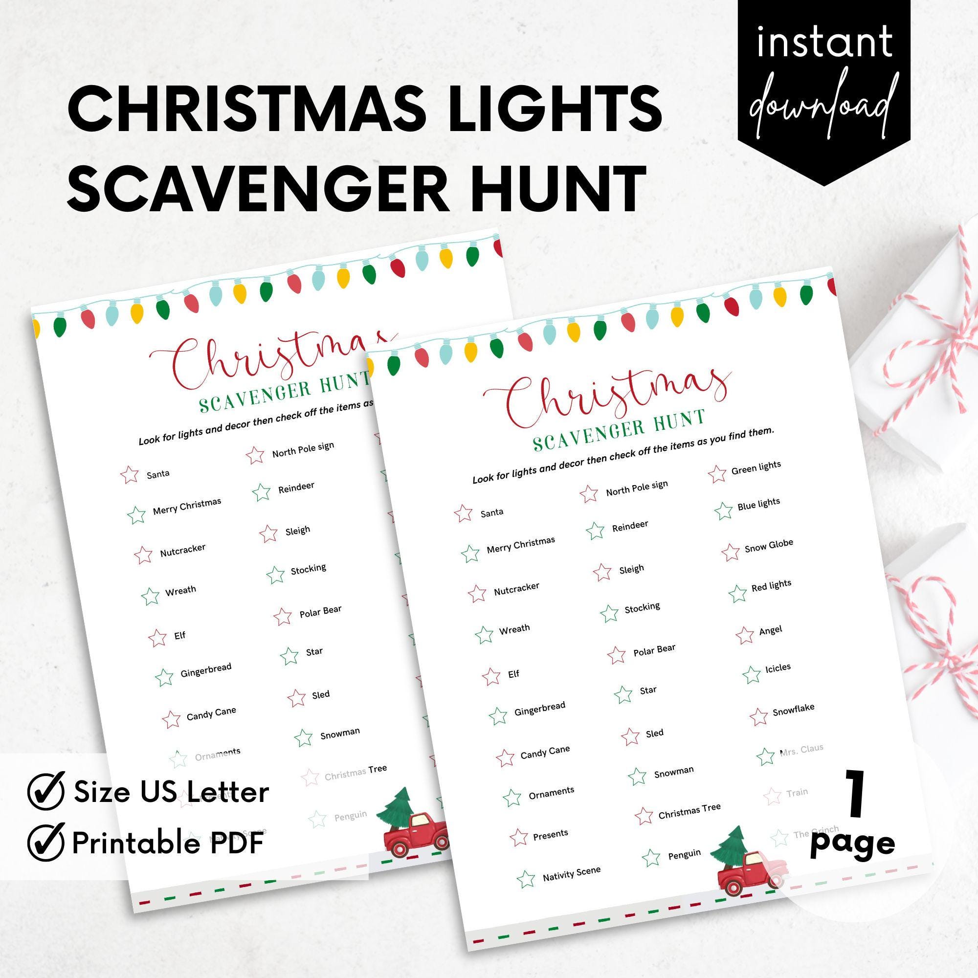 Christmas Lights Scavenger Hunt, Christmas Decoration Scavenger Hunt ...