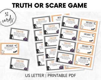 Truth or Scare Cards - Etsy