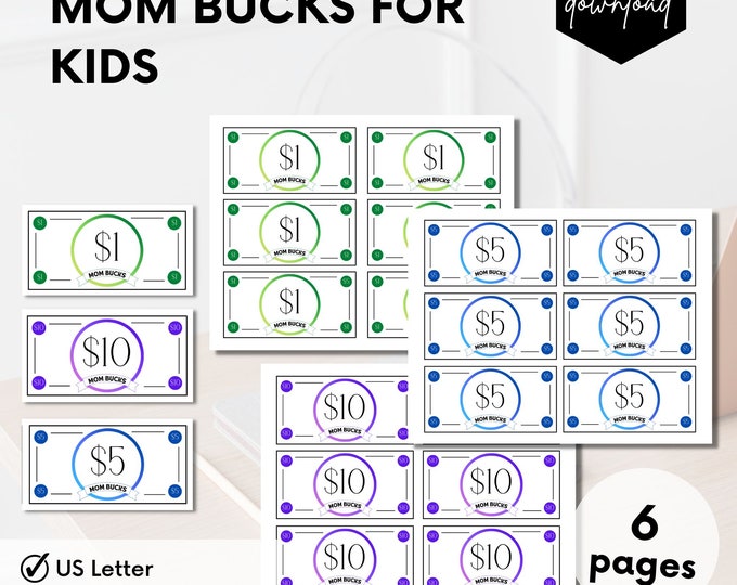 Mom and Dad Bucks / Dollars Printable Allowance and Parenting Reward ...