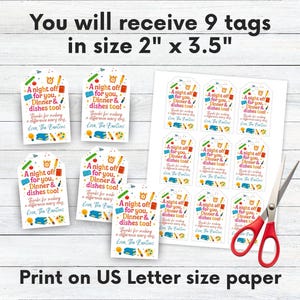 Dinner and Dishes on Us Printable Gift Tag, Editable Template for ...