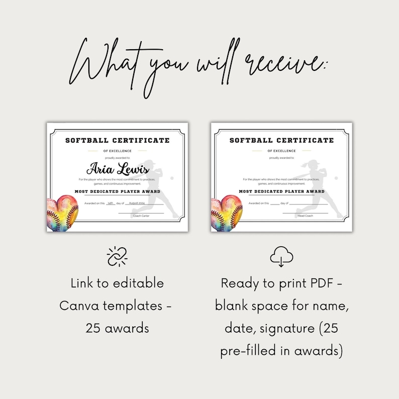 Printable Softball Certificates, Softball Awards, Award Ceremony ...