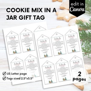 Custom Cookie Jar, Cookie Mix in a Jar Gift Tag Template, Cookie Recipe ...