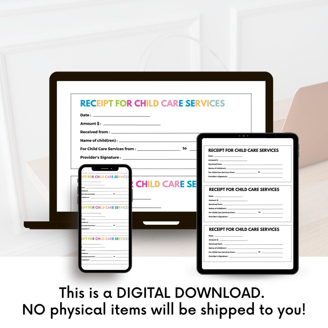 Daycare Receipt Printable, Printable Receipt for Child Care Services ...