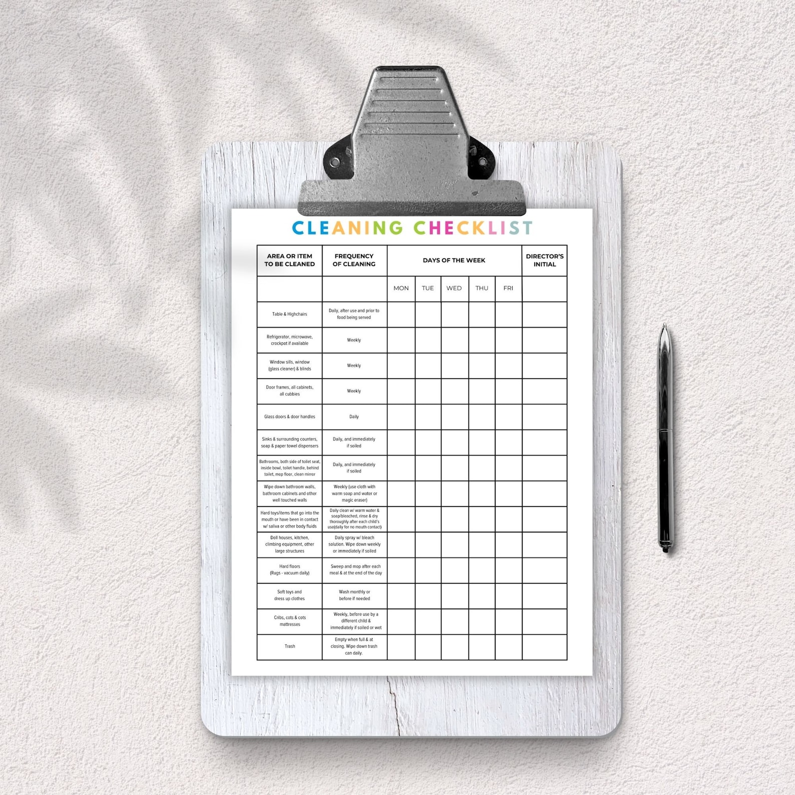Daycare Cleaning Checklist, Home Daycare, Keep A Nice & Tidy Child Care ...