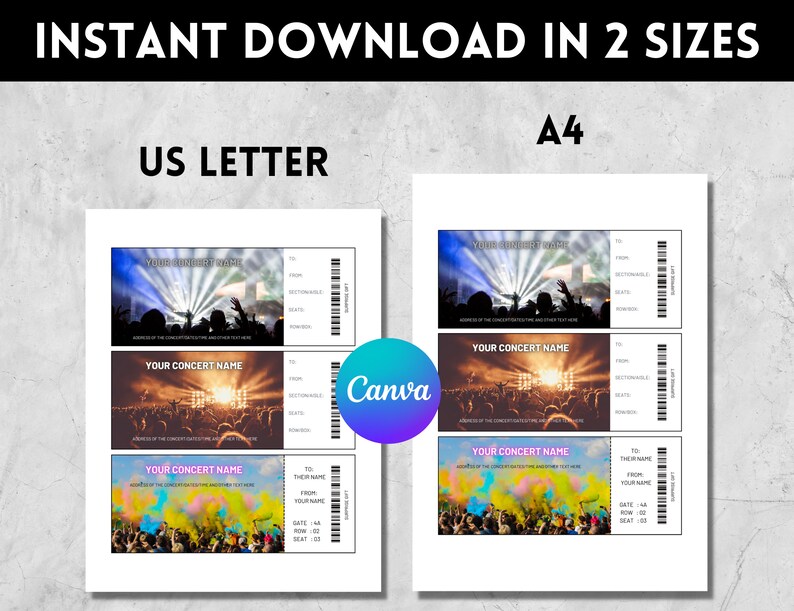 Printable Concert Ticket Template EDITABLE Surprise Concert - Etsy
