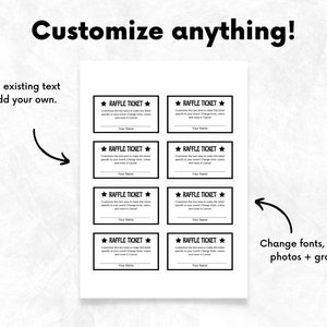Instant Download Printable Raffle Ticket Custom Diy Ticket - Etsy