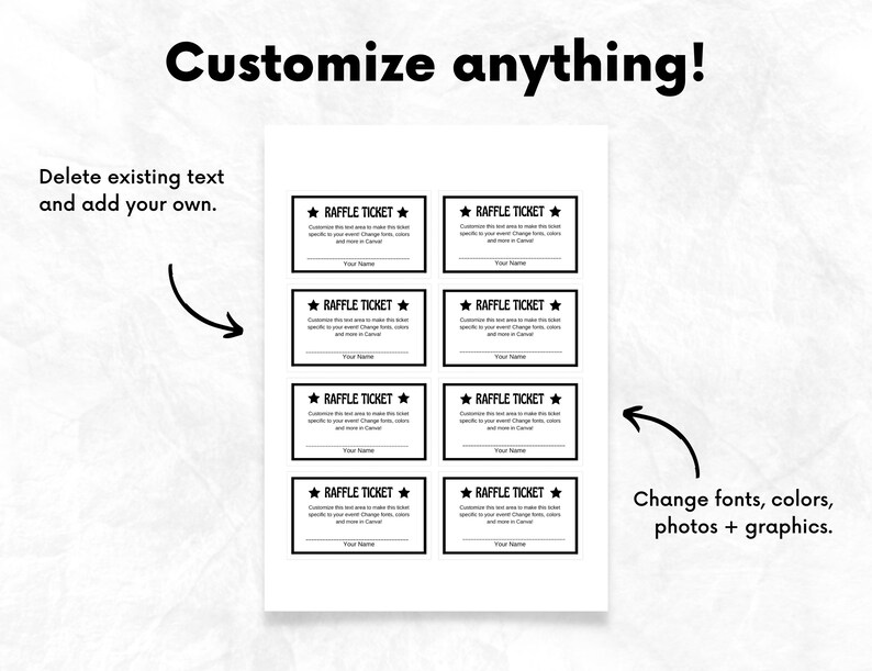 Instant Download Printable Raffle Ticket Custom Diy Ticket - Etsy