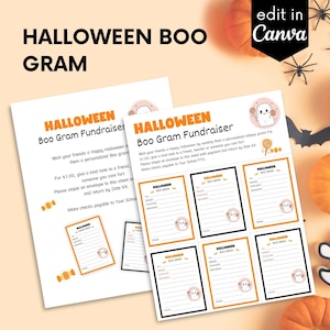 Boo Grams for School Fundraiser, Editable Halloween Flyers, Printable ...