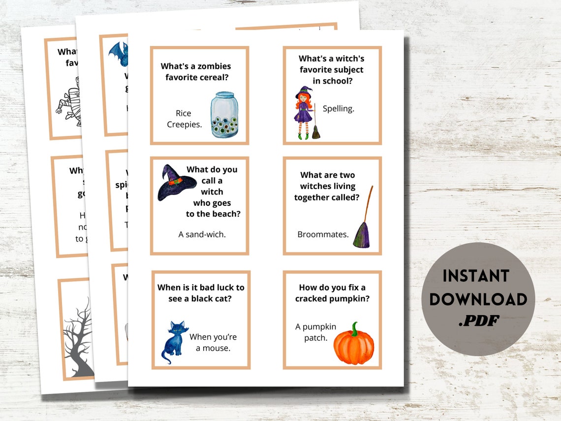 Halloween Lunch Box Jokes Printable Lunch Box Notes Kids - Etsy