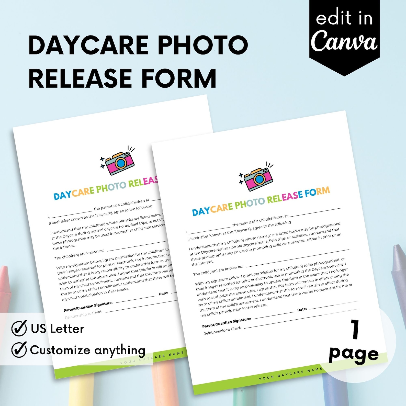 Daycare Photo Release Form, School Media Release Form, Photo Permission ...