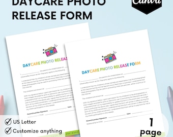 Daycare Photo Release Form Instant Digital Download for Daycare Homes ...