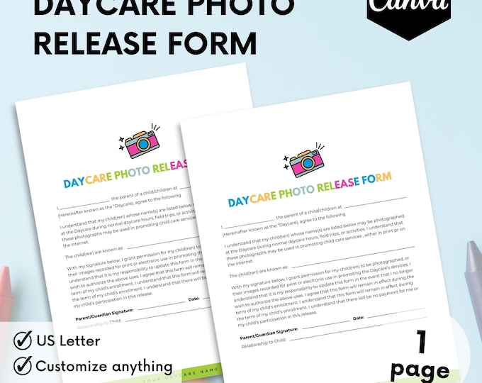 Daycare Photo Release Form: Social Media Permission (PDF Download ...