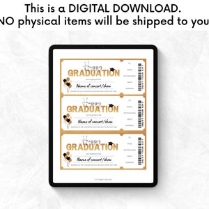 Graduation, Digital Tickets, Event Ticket Template, Printable Event ...