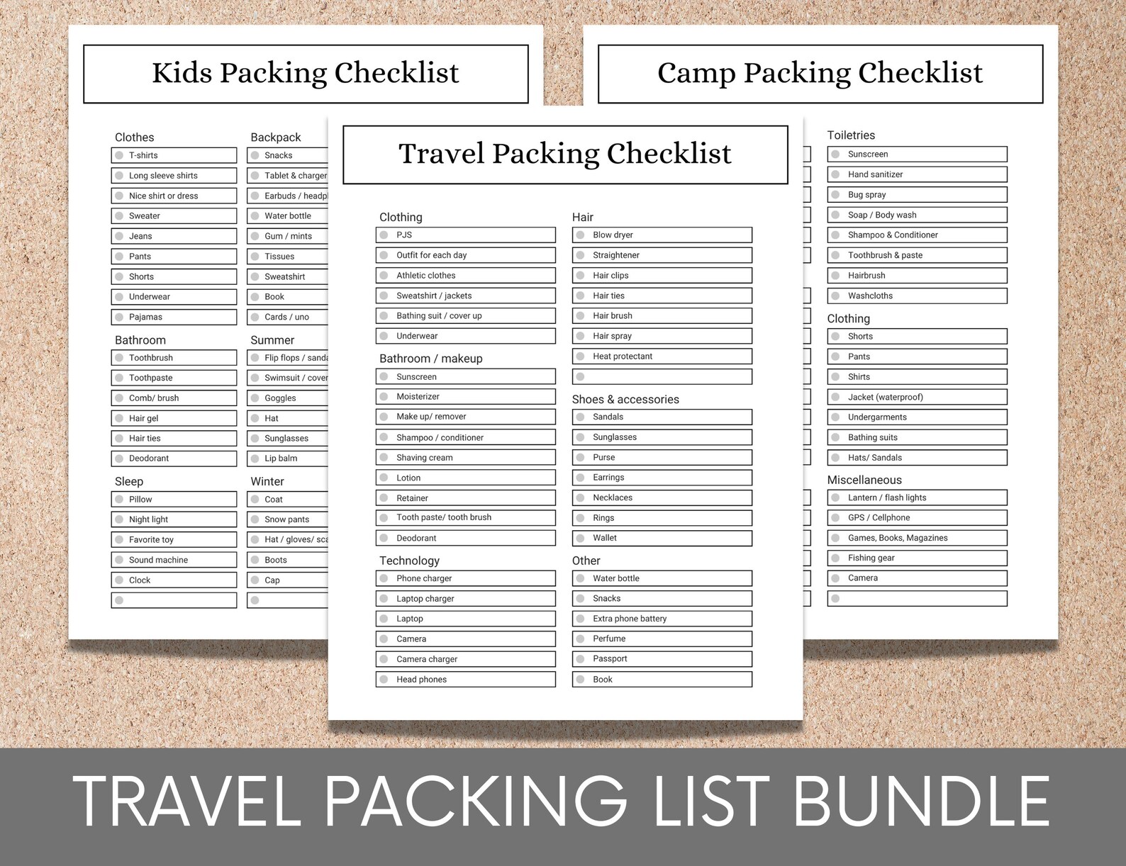 Packing Checklist Packing List for Kids Packing List - Etsy