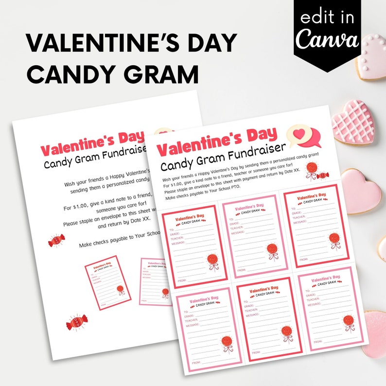 Editable Candy Gram Flyer, School Fundraiser, Valentines Party Games ...