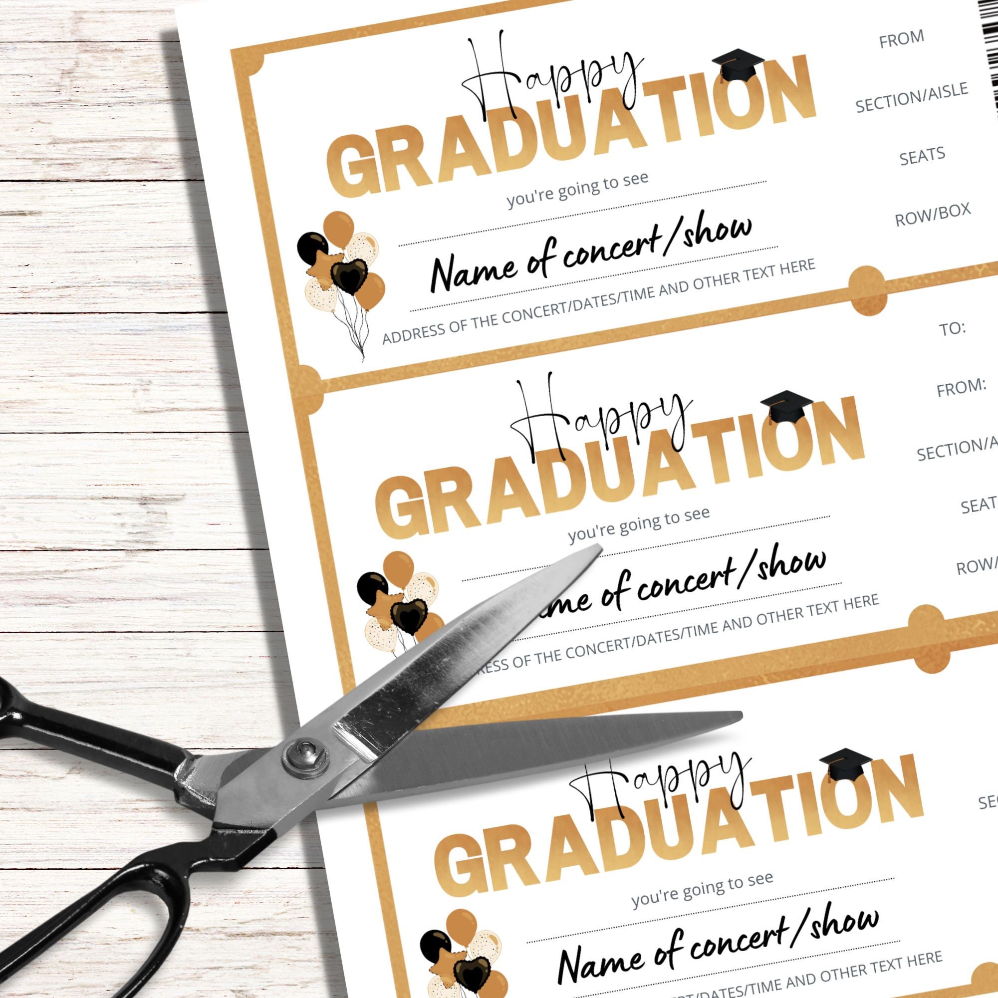 Graduation, Digital Tickets, Event Ticket Template, Printable Event ...