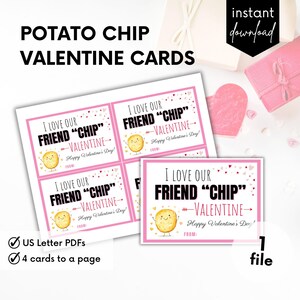 Printable Potato Chip Valentine Cards Instant Download Classroom ...