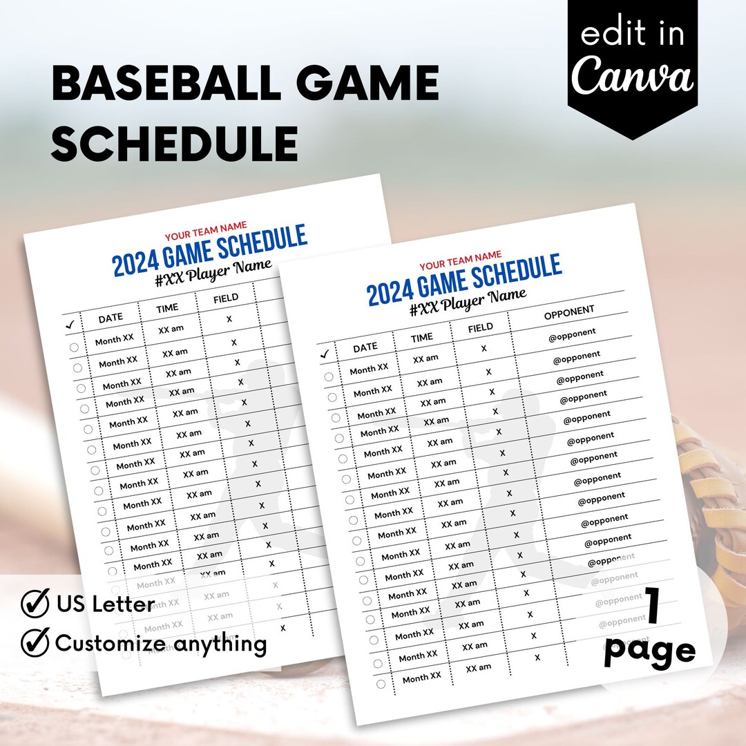 Editable Baseball Game Schedule Printable, Baseball Mom, Printable ...